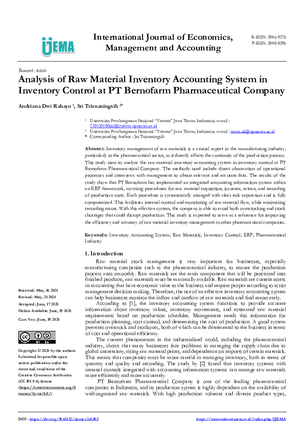 (PDF) nalysis of Raw Material Inventory Accounting System in Inventory ...