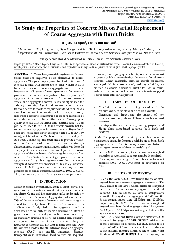 (PDF) To Study the Properties of Concrete Mix on Partial Replacement of ...