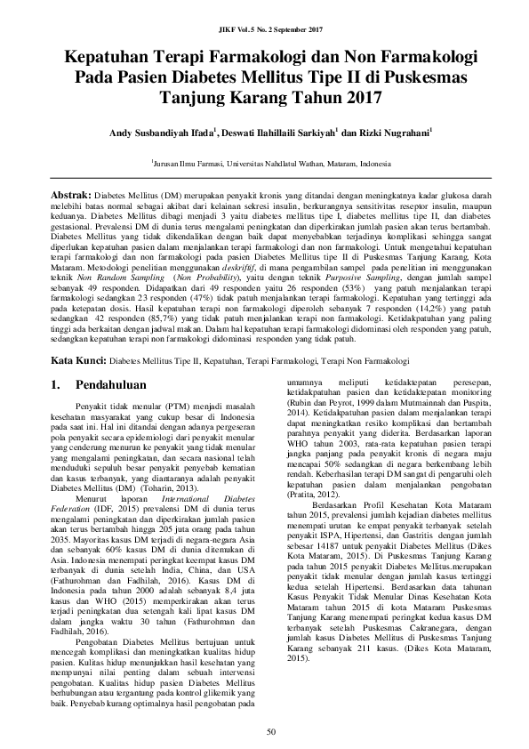 (PDF) Kepatuhan Terapi Farmakologi dan Non Farmakologi Pada Pasien ...