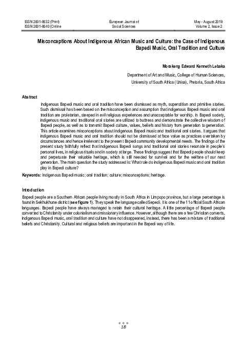 (PDF) Misconceptions About Indigenous African Music and Culture: the ...