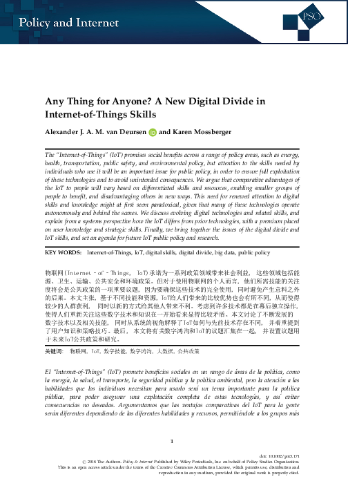 (PDF) Any Thing for Anyone? A New Digital Divide in Internet‐of‐Things ...