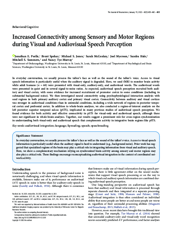 (PDF) Increased Connectivity among Sensory and Motor Regions during ...