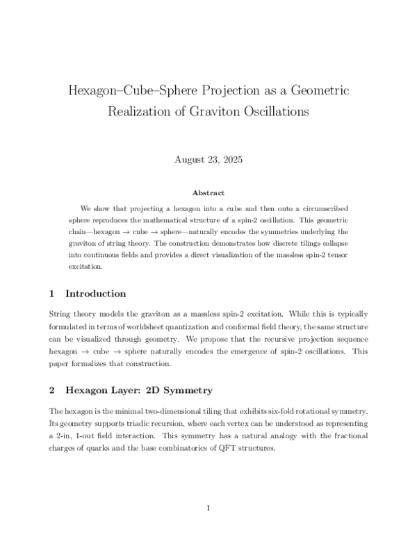 (PDF) Hexagon-Cube-Sphere Projection as a Geometric Realization of ...