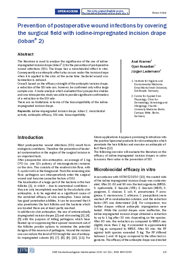 (PDF) Prevention of postoperative wound infections by covering the ...