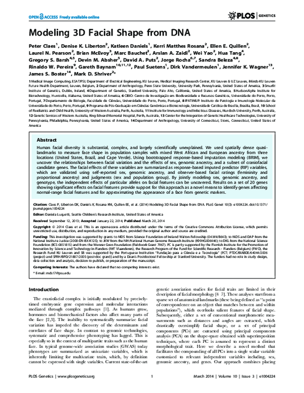 (PDF) Modeling 3D Facial Shape from DNA