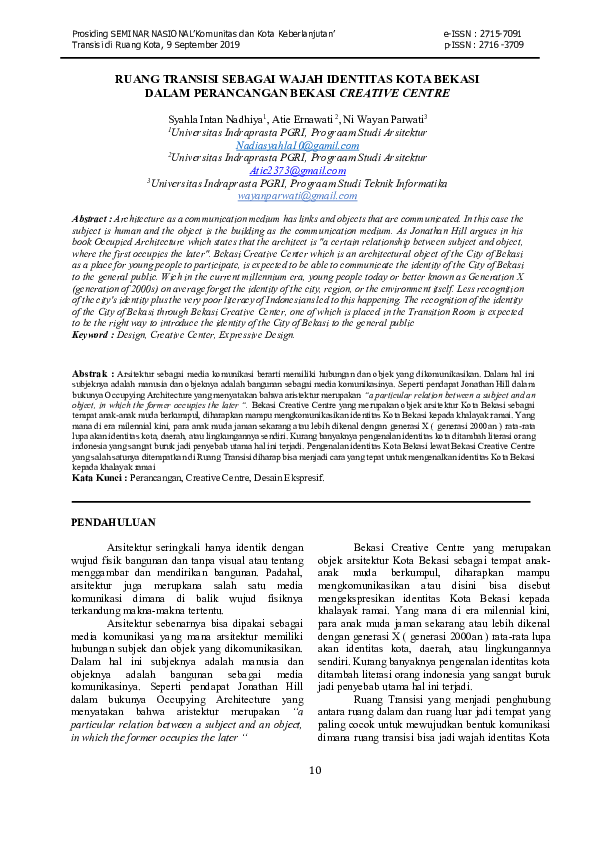 (PDF) Ruang Transisi Sebagai Wajah Identitas Kota Bekasi Dalam ...
