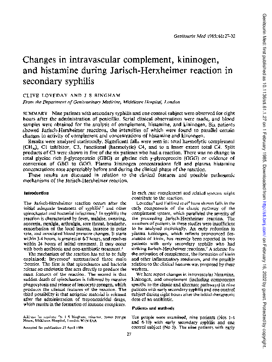 (PDF) Changes in intravascular complement, kininogen, and histamine ...