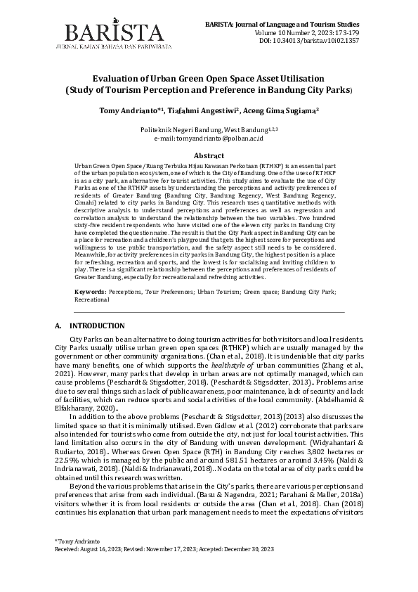 (PDF) Evaluation of Urban Green Open Space Asset Utilisation