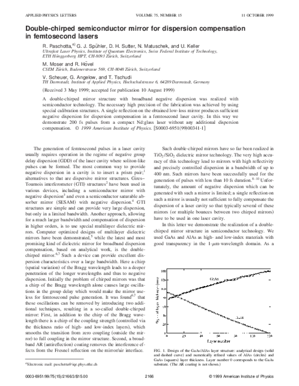 (PDF) Double-chirped semiconductor mirror for dispersion compensation ...