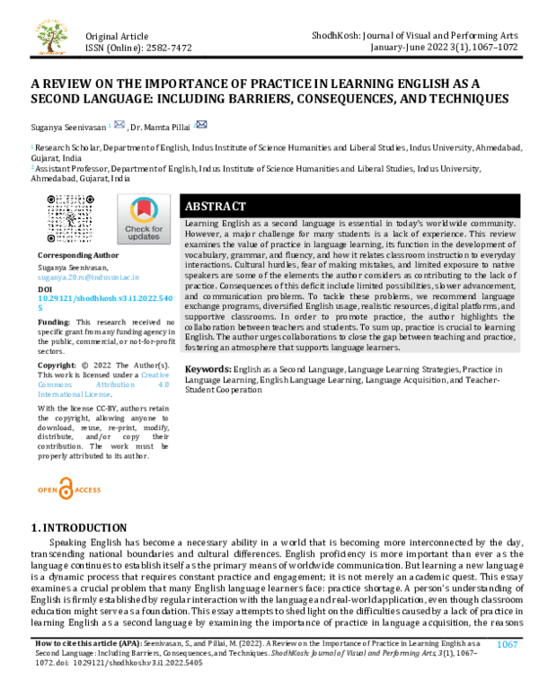 (PDF) A REVIEW ON THE IMPORTANCE OF PRACTICE IN LEARNING ENGLISH AS A ...