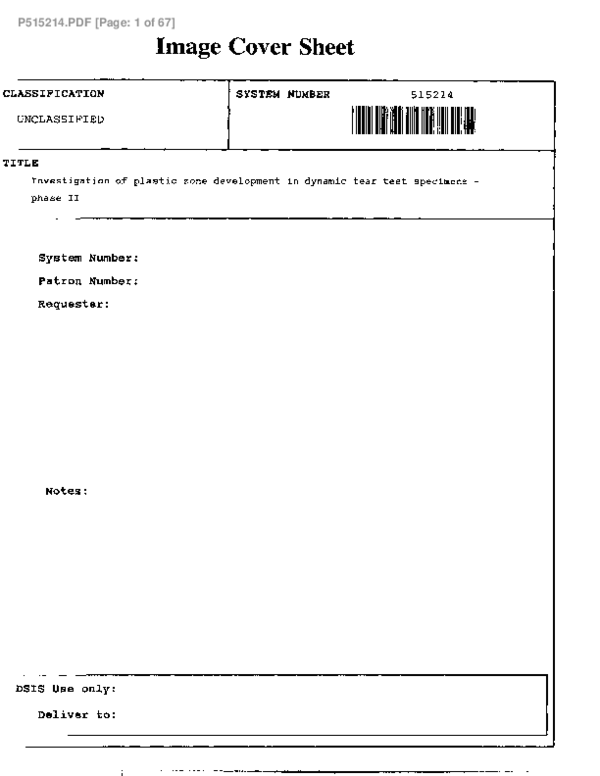 (PDF) Investigation of Plastic Zone Development in Dynamic Tear Test ...