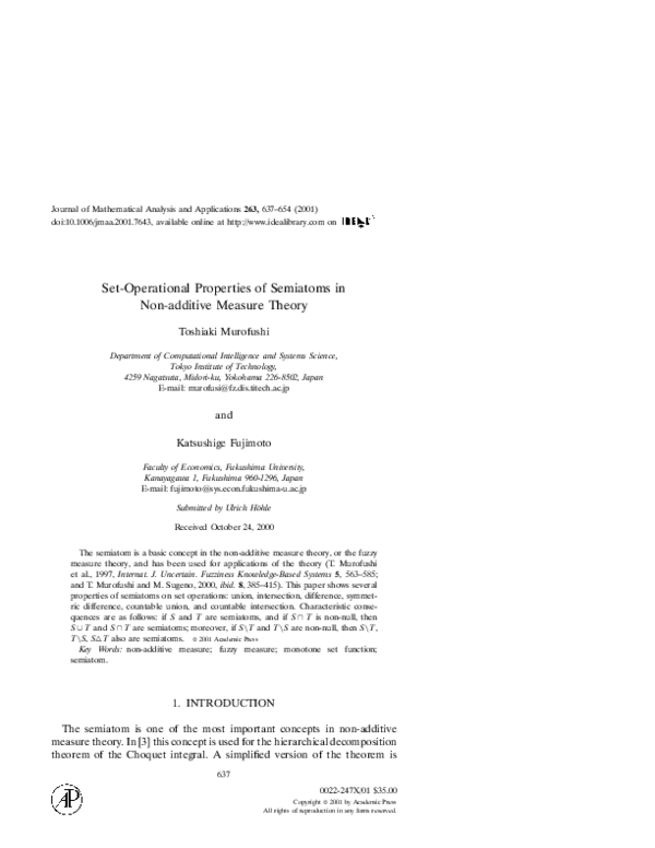 (PDF) Set-Operational Properties of Semiatoms in Non-additive Measure ...