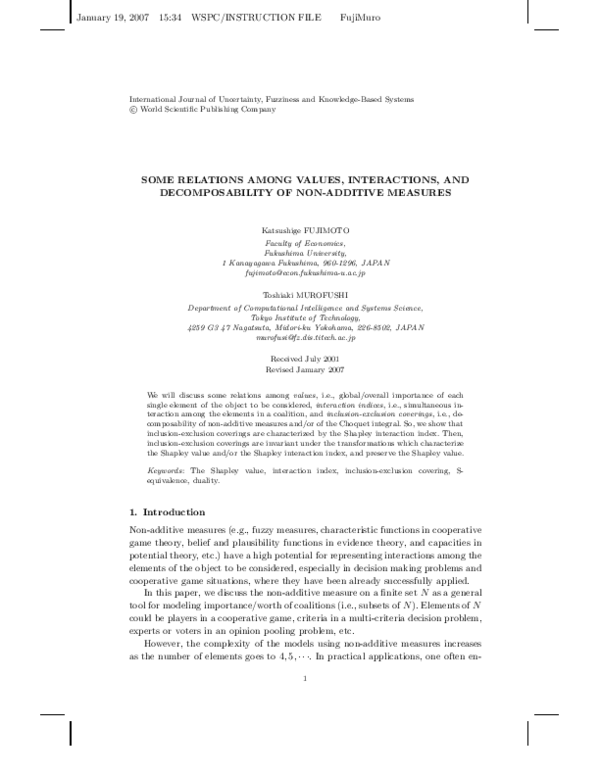(PDF) Some Relations Among Values, Interactions, and Decomposability of ...