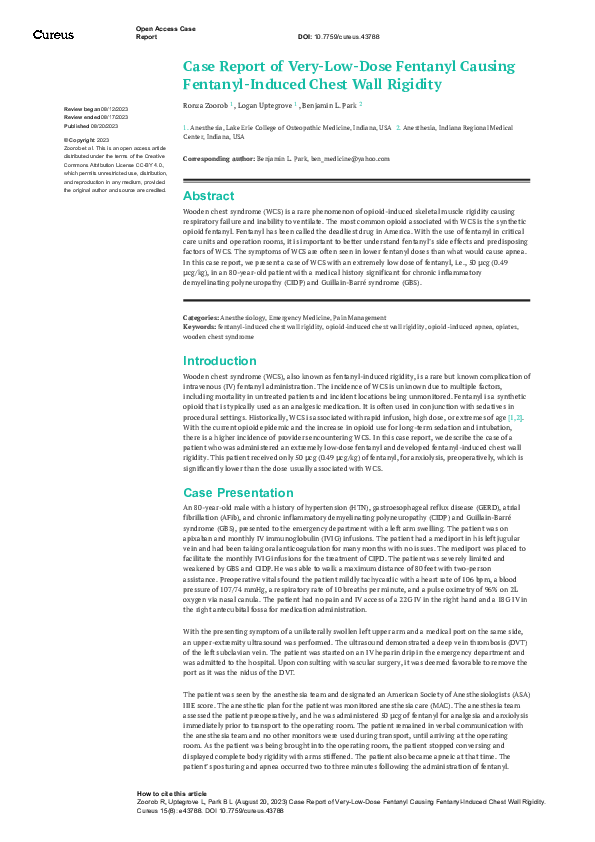 (PDF) Case Report of Very-Low-Dose Fentanyl Causing Fentanyl-Induced ...