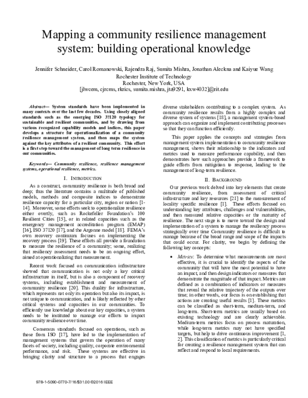 (PDF) Mapping a community resilience management system: Building ...