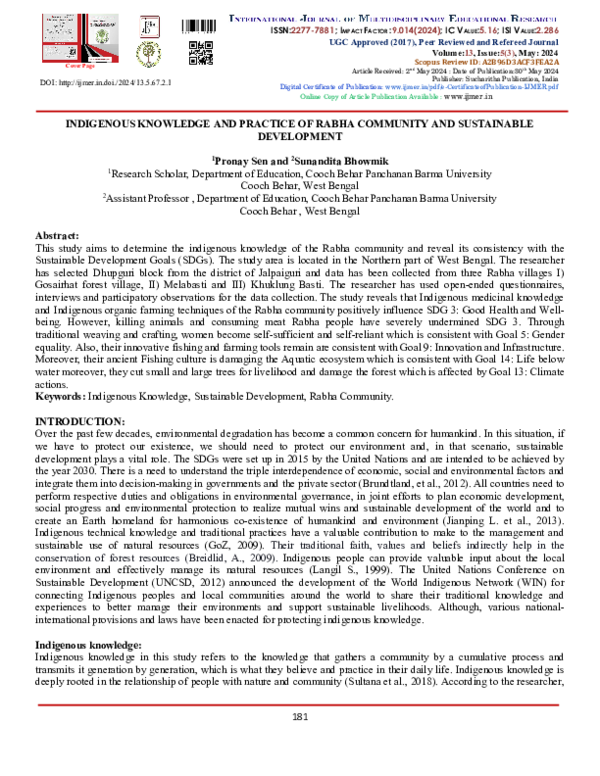 (PDF) INDIGENOUS KNOWLEDGE AND PRACTICE OF RABHA COMMUNITY AND ...