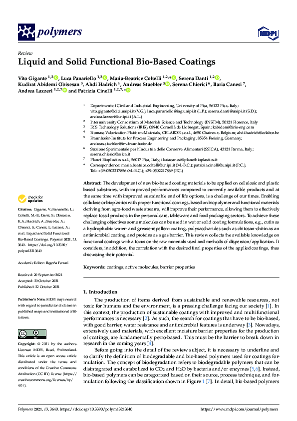 (PDF) Liquid and Solid Functional Bio-Based Coatings