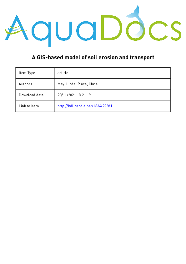 (PDF) A GIS-based model of soil erosion and transport