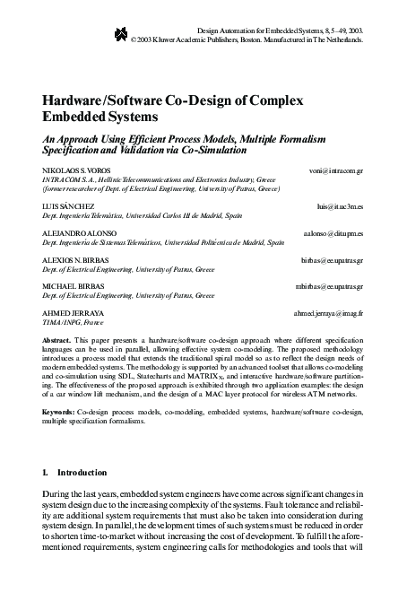 (PDF) Hardware/software co-design of complex embedded systems an approach using efficient ...