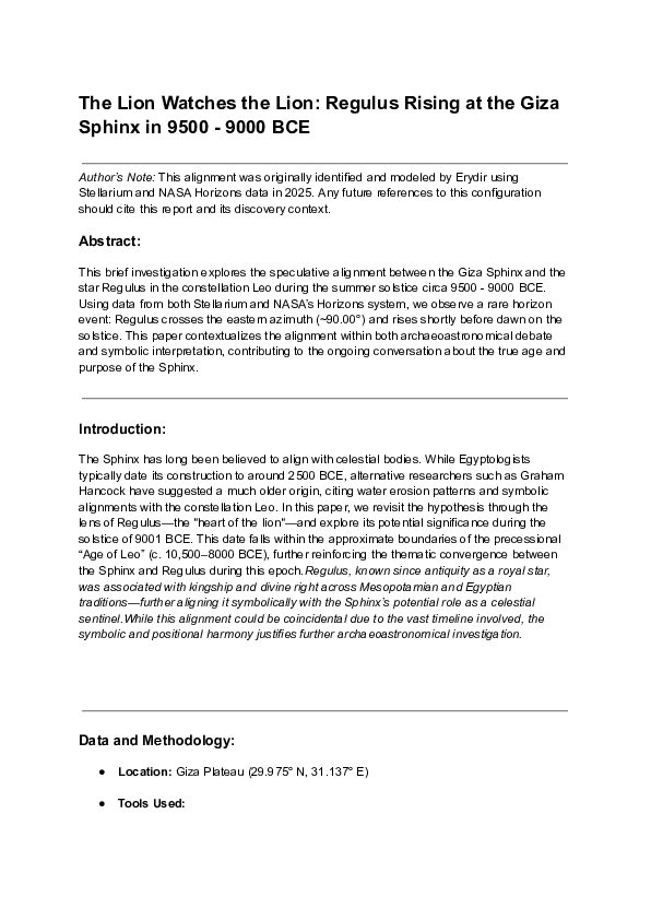 (PDF) The Lion Watches the Lion: Regulus/Leo Rising at the Giza Sphinx ...