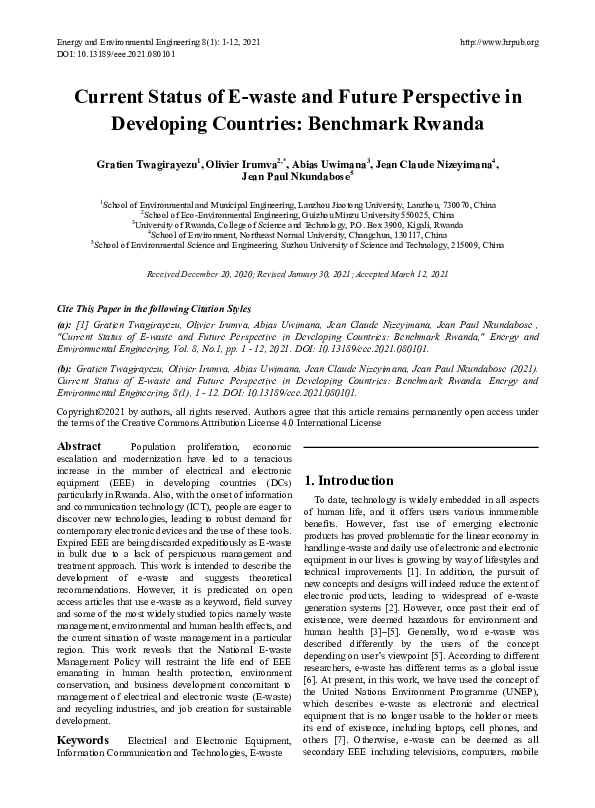 (PDF) Current Status of E-waste and Future Perspective in Developing ...