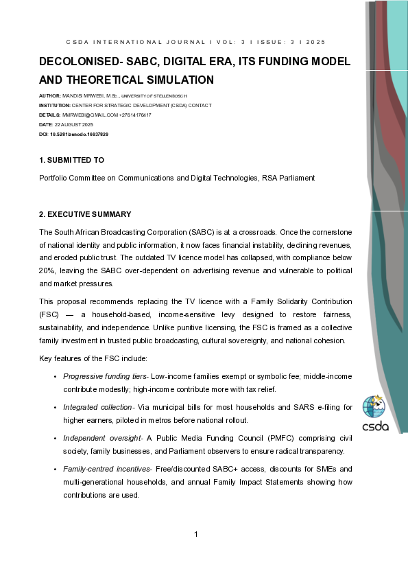 (PDF) DECOLONISED-SABC, DIGITAL ERA, ITS FUNDING MODEL AND THEORETICAL ...