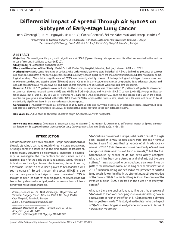 (PDF) Differential Impact of Spread Through Air Spaces on Subtypes of ...