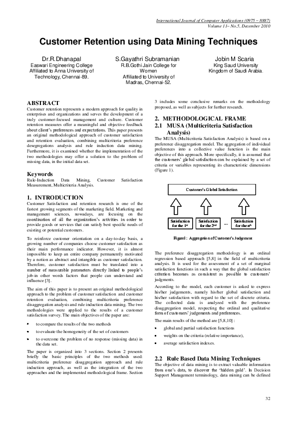 (PDF) Customer Retention using Data Mining Techniques