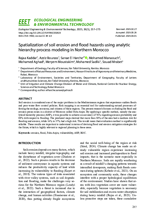 (PDF) Spatialization of soil erosion and flood hazards using analytic hierarchy process modeling ...