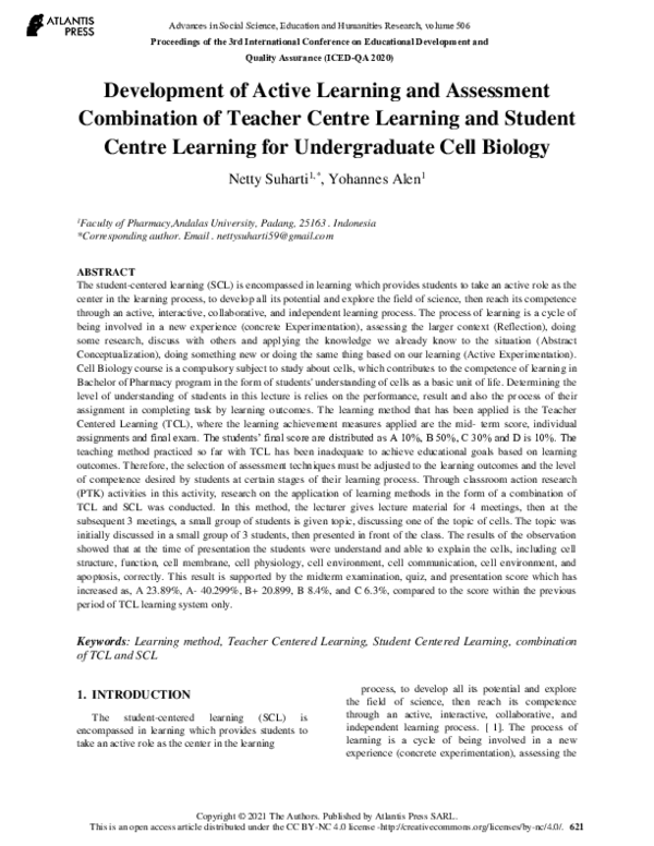 (PDF) Development of Active Learning and Assessment Combination of ...