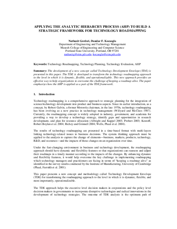 (PDF) Applying the Analytic Hierarchy Process (AHP) to Build a ...