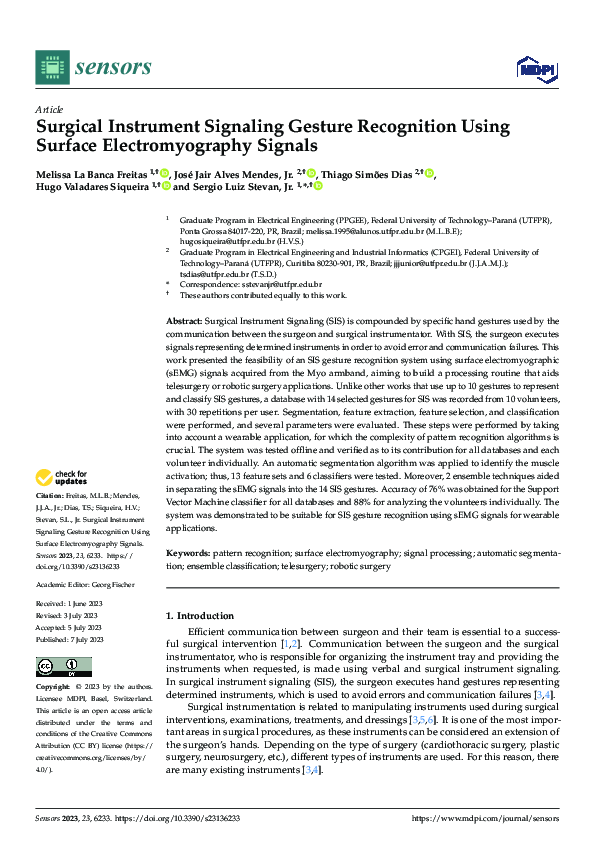 (PDF) Surgical Instrument Signaling Gesture Recognition Using Surface ...