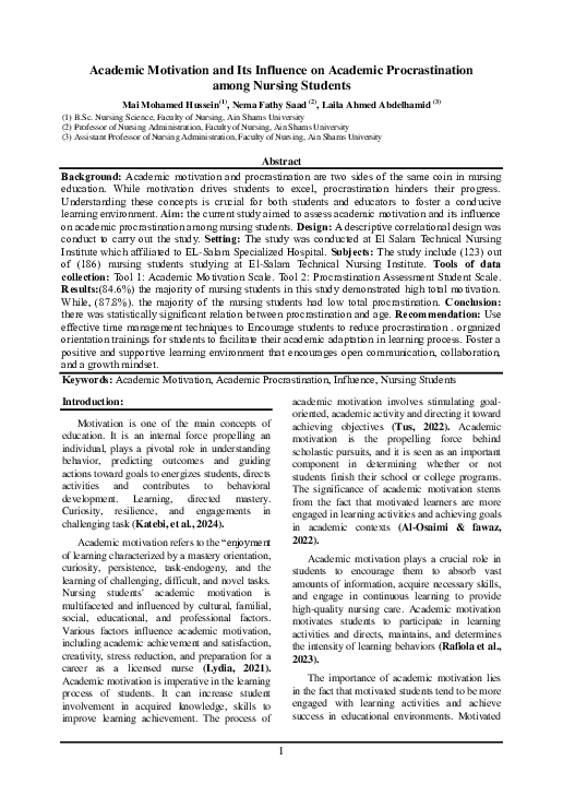 (PDF) Academic Motivation and Its Influence on Academic Procrastination ...