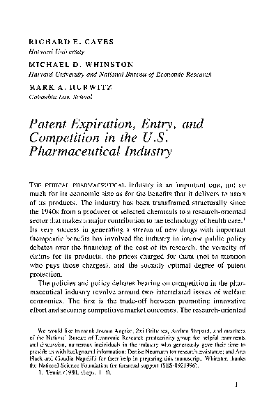 (PDF) Patent Expiration, Entry, and Competition in the U.S ...