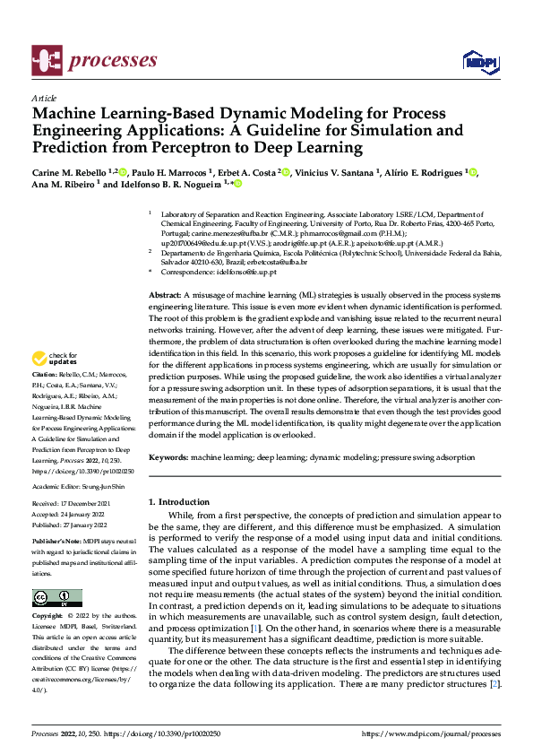 (PDF) Machine Learning-Based Dynamic Modeling for Process Engineering ...