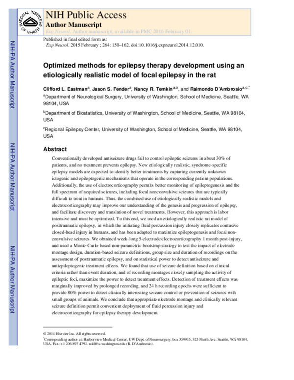(PDF) Optimized methods for epilepsy therapy development using an ...