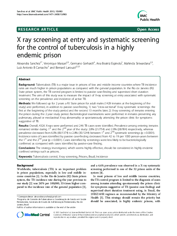 (PDF) X ray screening at entry and systematic screening for the control ...