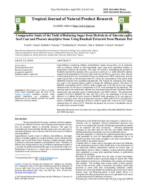 (PDF) Comparative Study of the Yield of Reducing Sugar from Hydrolysis ...