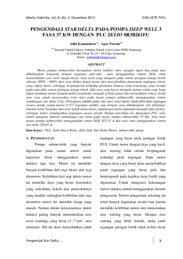 (PDF) Pengendali Star Delta Pada Pompa Deep Well 3 Fasa 37 Kw Dengan ...