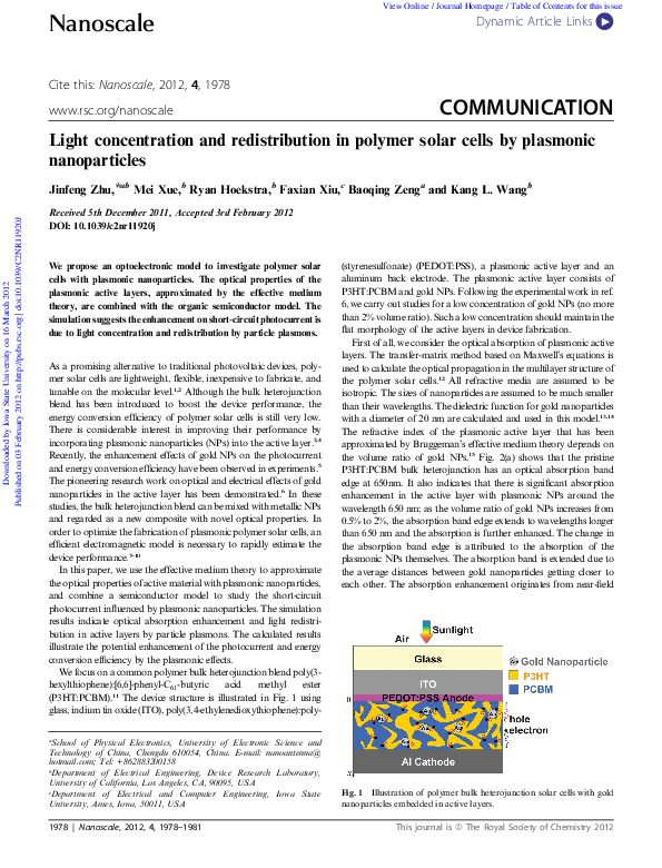 (PDF) Light concentration and redistribution in polymer solar cells by ...