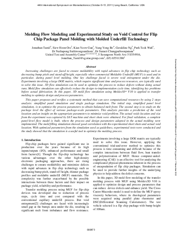(PDF) Molding Flow Modeling and Experimental Study on Void Control for ...