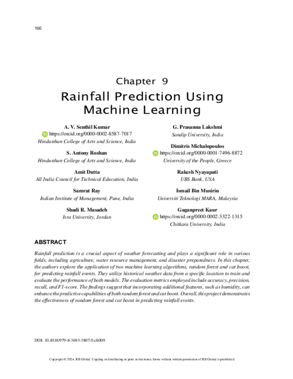 (PDF) Rainfall Prediction Using Machine Learning