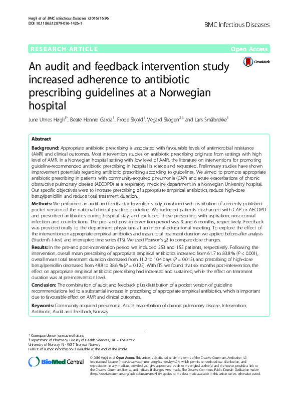 (PDF) An audit and feedback intervention study increased adherence to ...