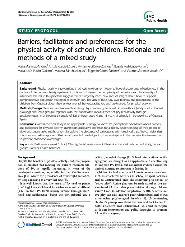 (PDF) Barriers, facilitators and preferences for the physical activity ...