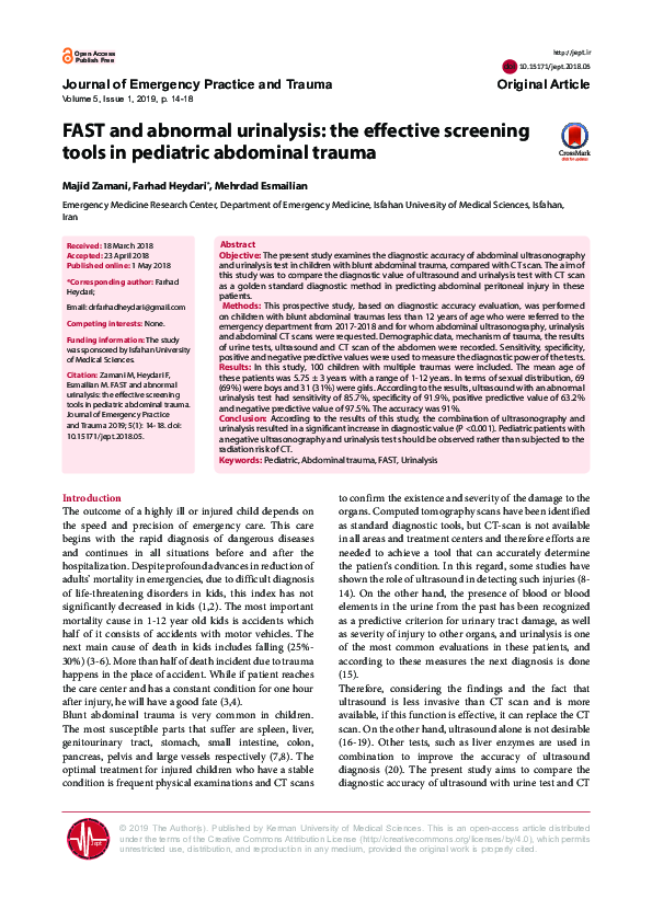 (PDF) FAST and abnormal urinalysis: the effective screening tools in ...