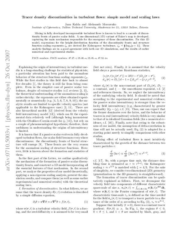 (PDF) Tracer density discontinuities in turbulent flows: simple model ...