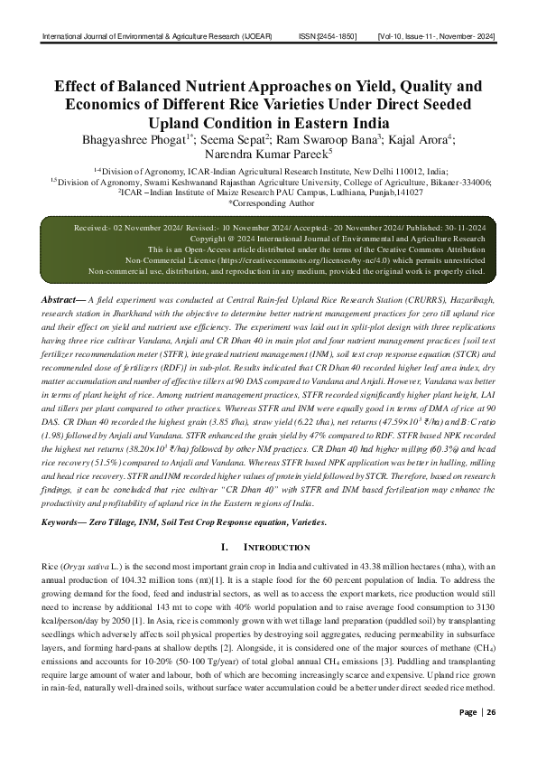 (PDF) Effect of Balanced Nutrient Approaches on Yield, Quality and ...