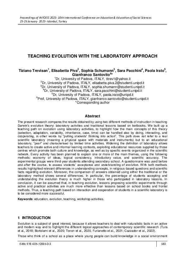 (PDF) Teaching Evolution with the Laboratory Approach