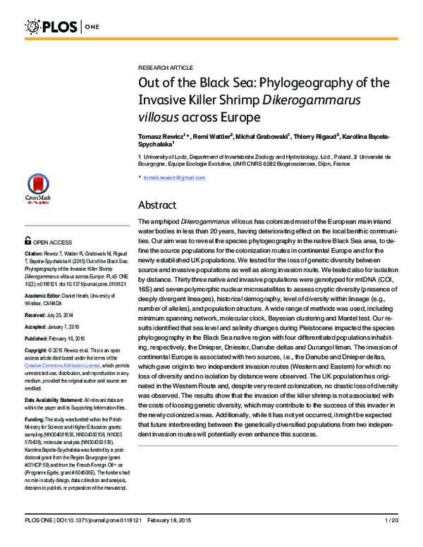 (PDF) Out of the Black Sea: Phylogeography of the Invasive Killer ...