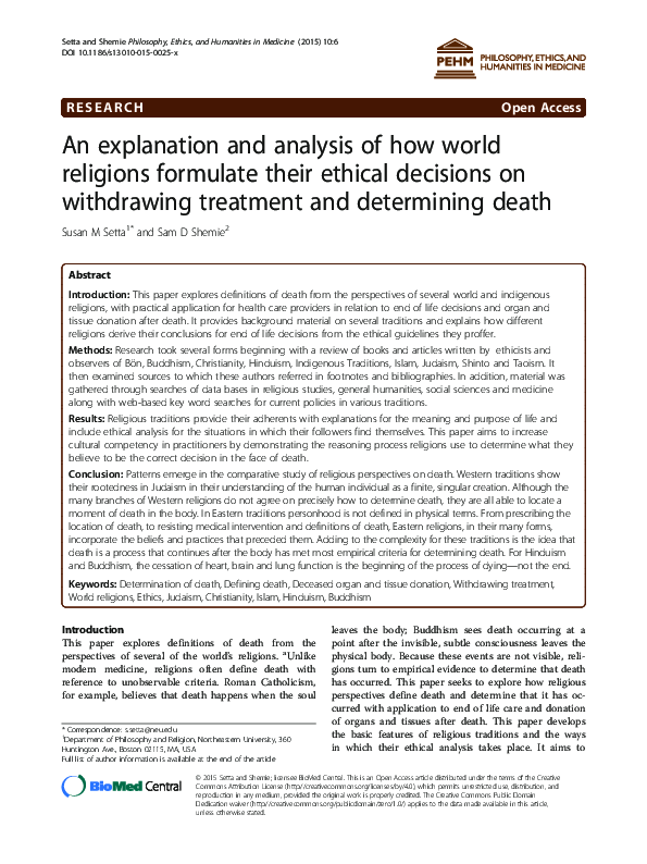 (PDF) An explanation and analysis of how world religions formulate ...